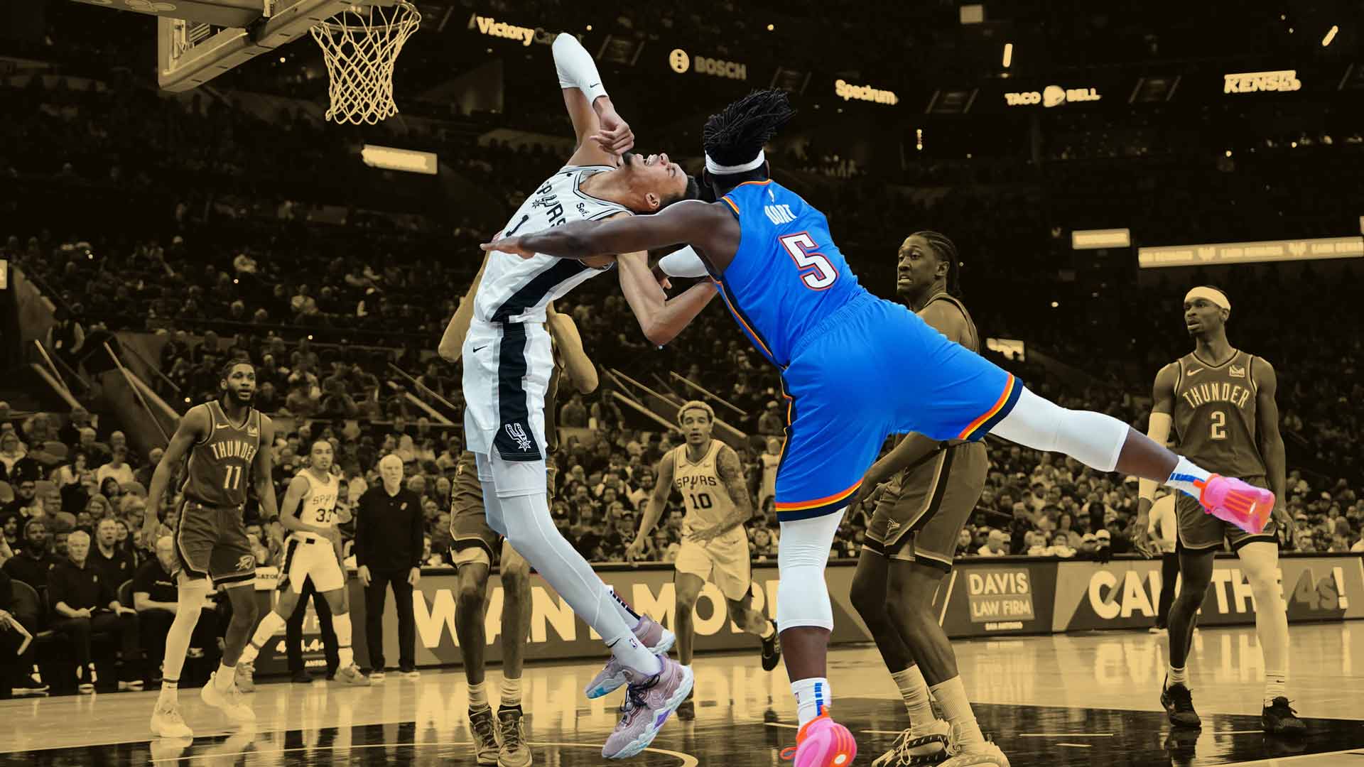 Fans erupt on X after Lu Dort's dirty play on Wembanyama - Basketball ...