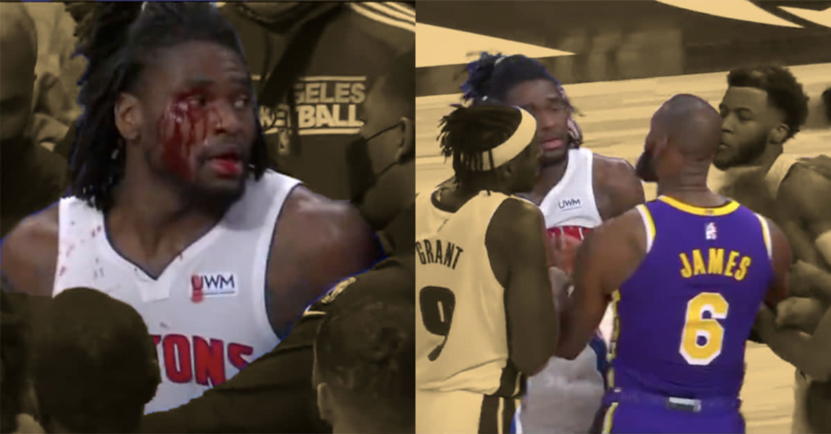 LeBron James ejected after a dirty elbow that left Isaiah Stewart ...